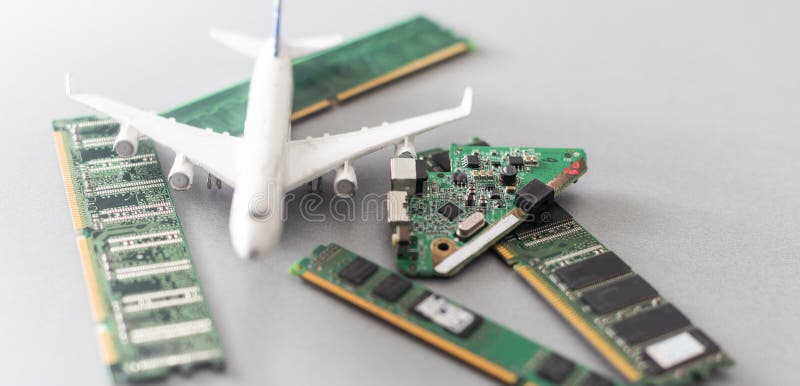 Computer Chips and a Toy Airplane Stock Image - Image of tourist ...