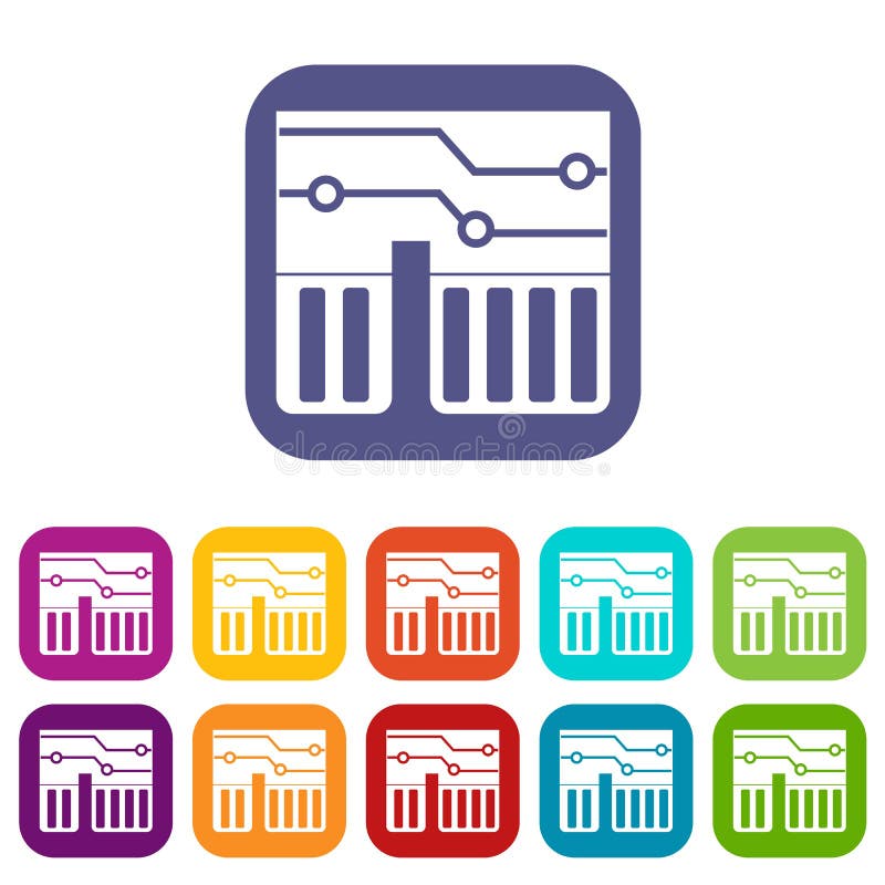 Computer Chipset Icons Set Flat Stock Vector - Illustration of circuit ...