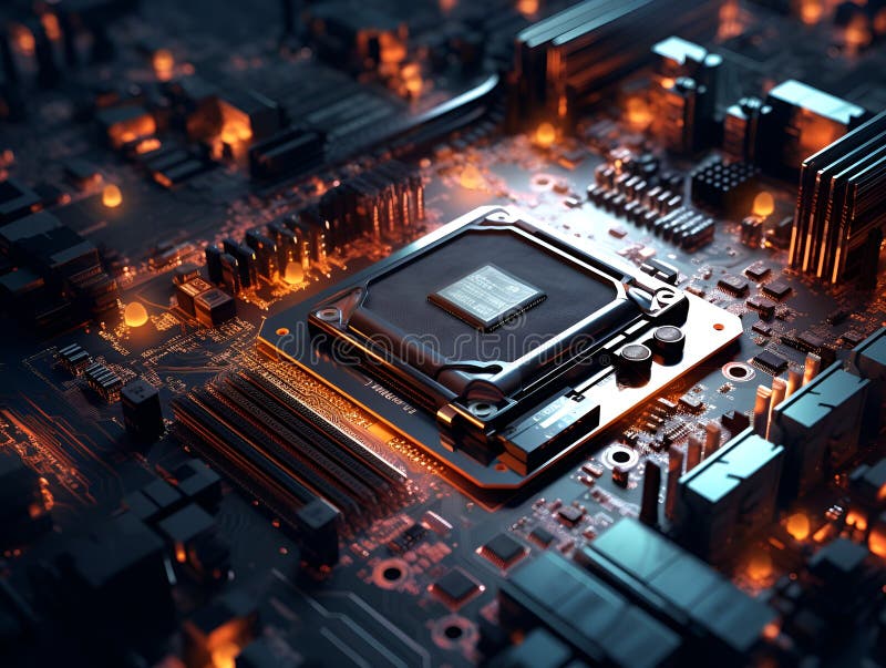 Computer Chipset Motherboard Processor Modern Dramatic Light Ai ...