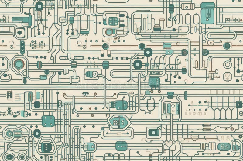 Computer Circuit. Beautiful Seamless Pattern Picture Stock Illustration ...