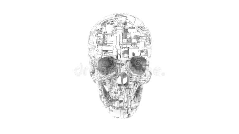 Digital Computer Skull with Circuitry Texture Stock Illustration ...