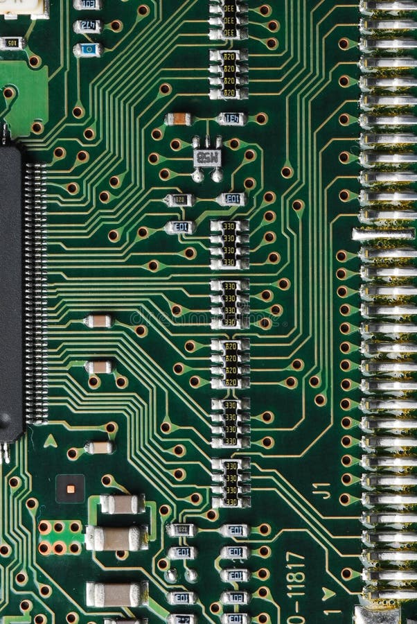 Section of Computer Circuit Board Stock Image - Image of line ...