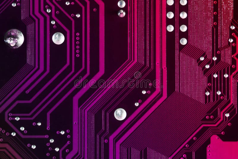 A Violet Circuit Board Close Up Stock Photo - Image of gold, city ...