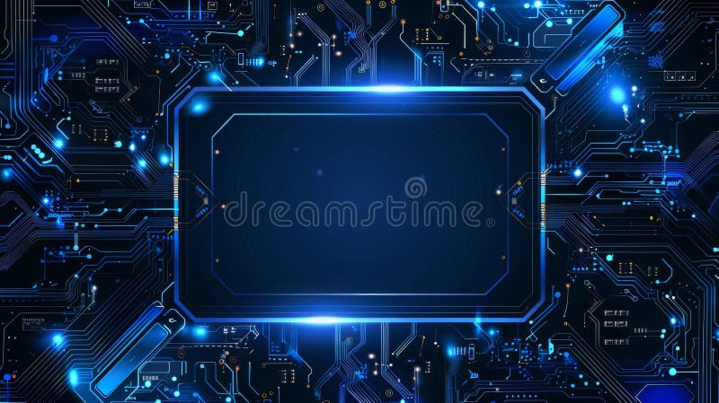 Computer Circuit Board with Blue Light Stock Illustration ...