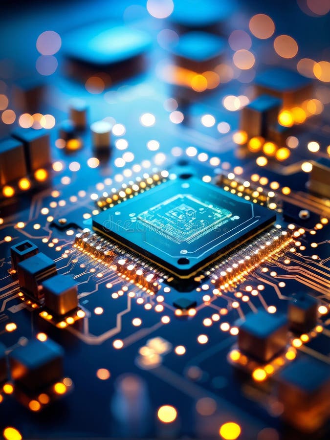 Computer Circuit Board Close Up Stock Illustration - Illustration of ...