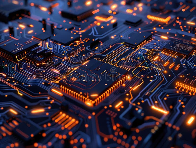 Computer Circuit Board Close-Up Stock Photo - Image of connections ...
