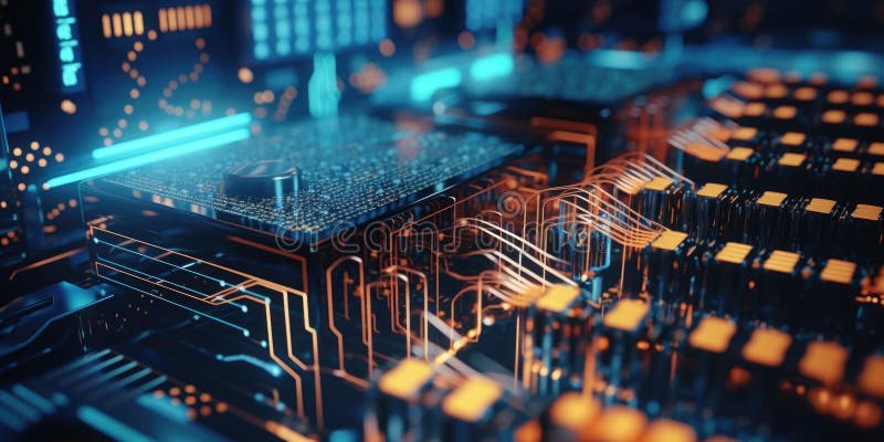 Computer Circuit Board Close Up Stock Illustration - Illustration of ...