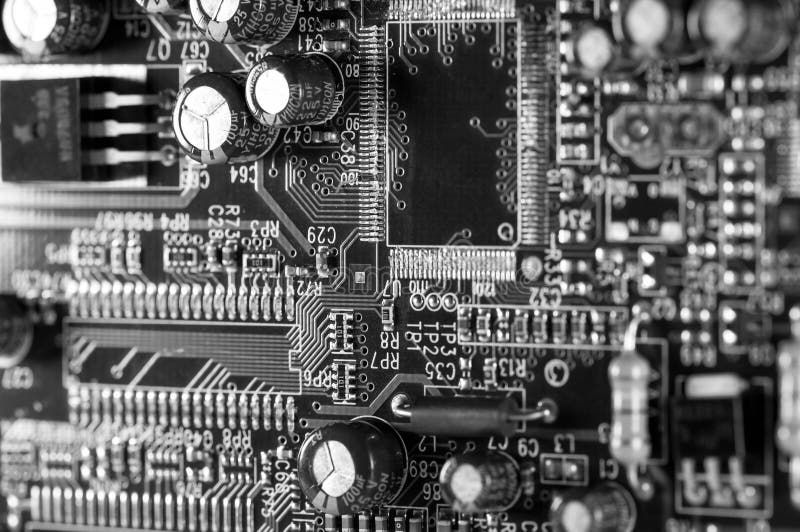 Black And White Computer Circuit Board Stock Image - Image of black ...