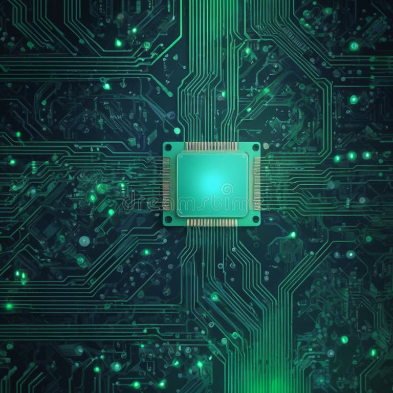 A Computer Circuit Board with a Cpu Chip on it, Computer Graphics ...