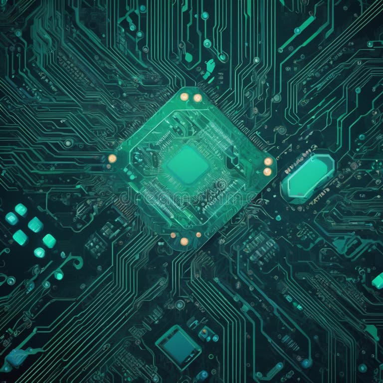 A Computer Circuit Board with a Cpu Chip on it, Computer Graphics ...