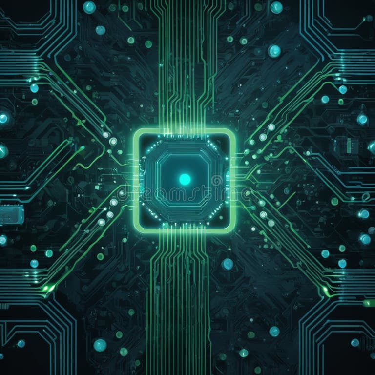 A Computer Circuit Board with a Cpu Chip on it, Computer Graphics ...