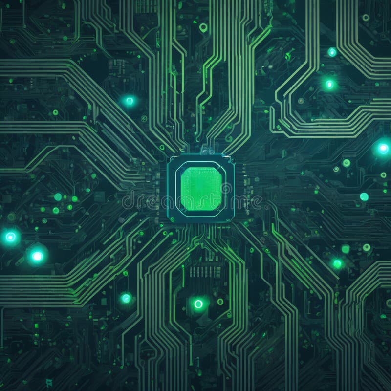 A Computer Circuit Board with a Cpu Chip on it, Computer Graphics. Texture of Electronic Circuit ...