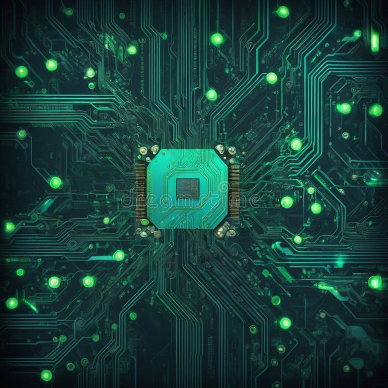 A Computer Circuit Board with a Cpu Chip on it, Computer Graphics ...