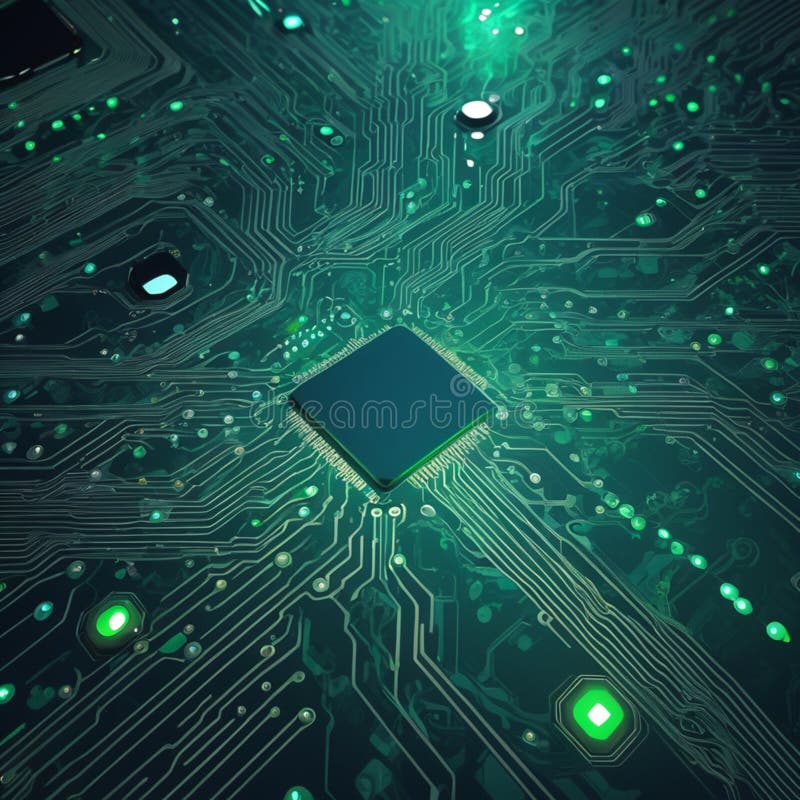 A Computer Circuit Board with a Cpu Chip on it, Computer Graphics ...