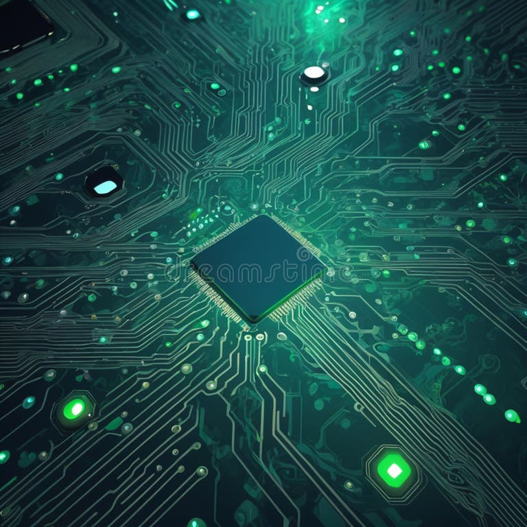 A Computer Circuit Board with a Cpu Chip on it, Computer Graphics ...
