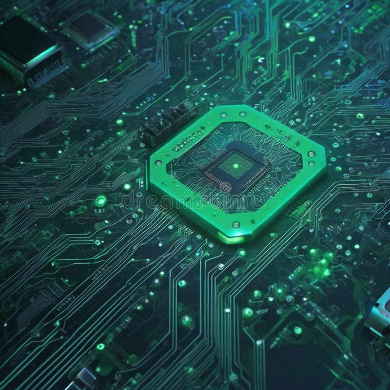 A Computer Circuit Board with a Cpu Chip on it, Computer Graphics ...