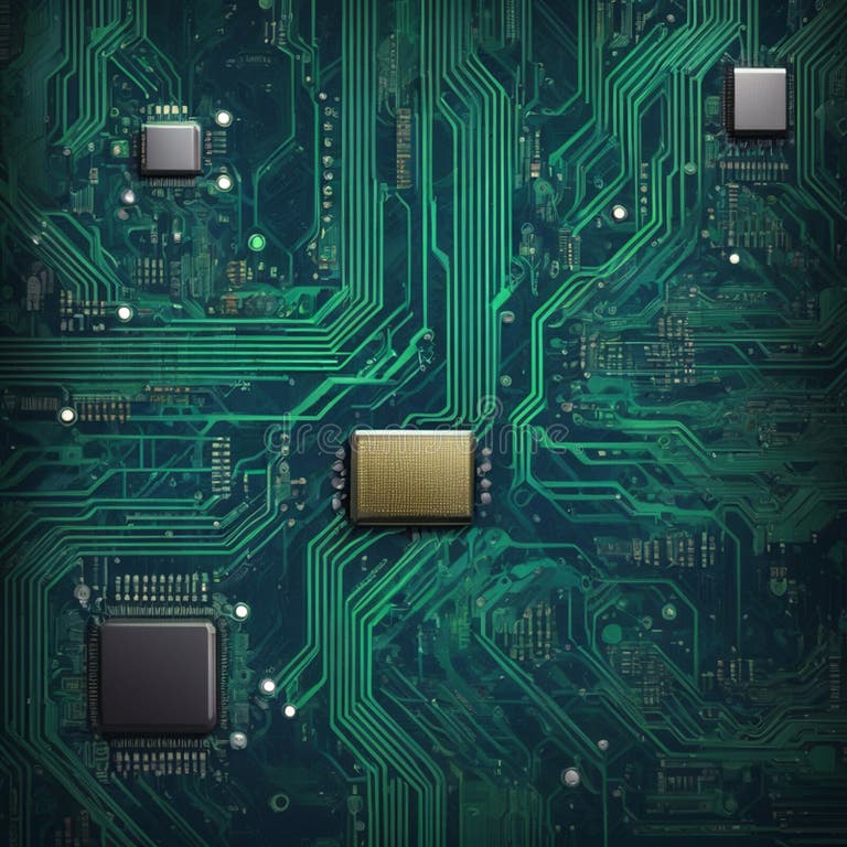 A Computer Circuit Board with a Cpu Chip on it, Computer Graphics ...