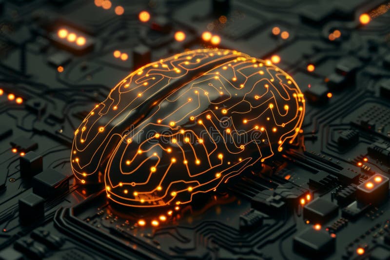 Illuminated Mind Computer Circuit Board Infused with Intelligence Stock ...