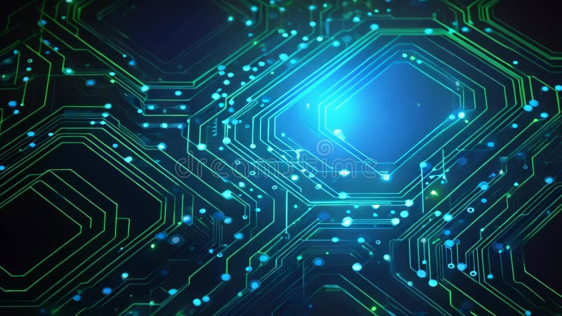 A Computer Circuit Board Displaying a Blue Light in Its Center ...