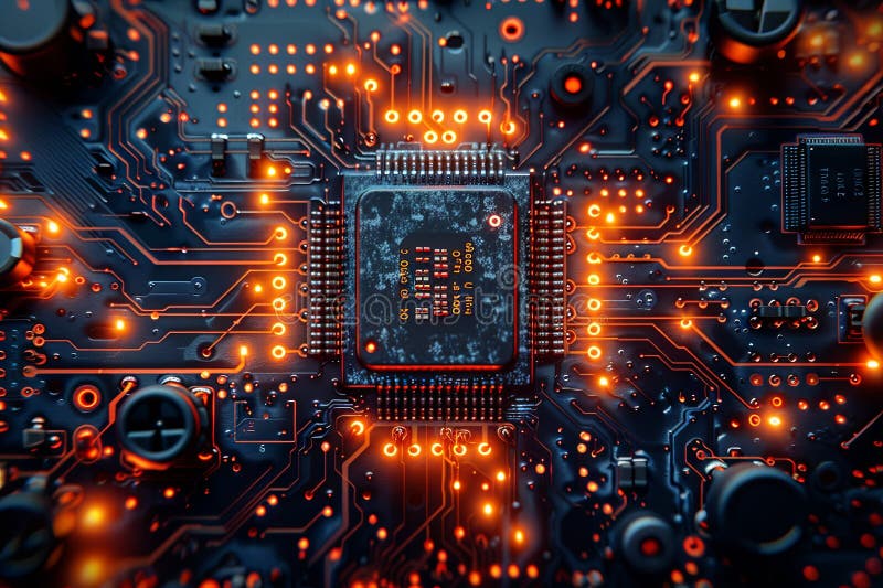 Computer Circuit Board and Electronic Components Stock Photo, in the ...