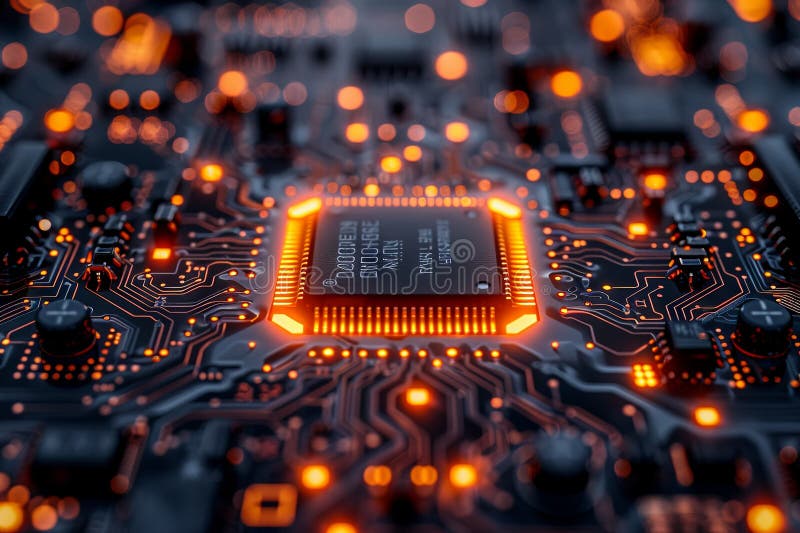 Computer Circuit Board and Electronic Components Stock Photo, in the ...