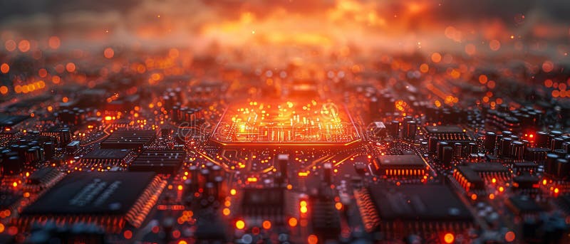 Computer Circuit Board and Electronic Components Stock Photo, in the ...