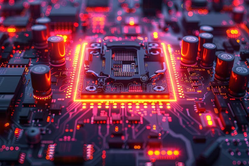 Computer Circuit Board and Electronic Components Stock Photo, in the ...