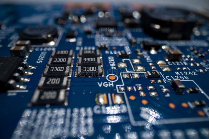 Computer Circuit Board with Electrons. Motherboard. Electronic Circuit ...
