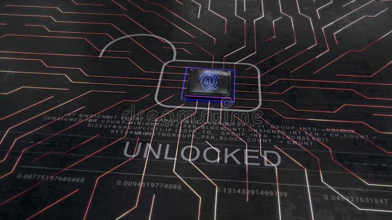 Circuit Board with Padlock, Locked. Violet Font on Asphalt Stock ...