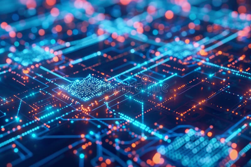 A Computer Circuit Board with Glowing Lights Creating a Futuristic and ...