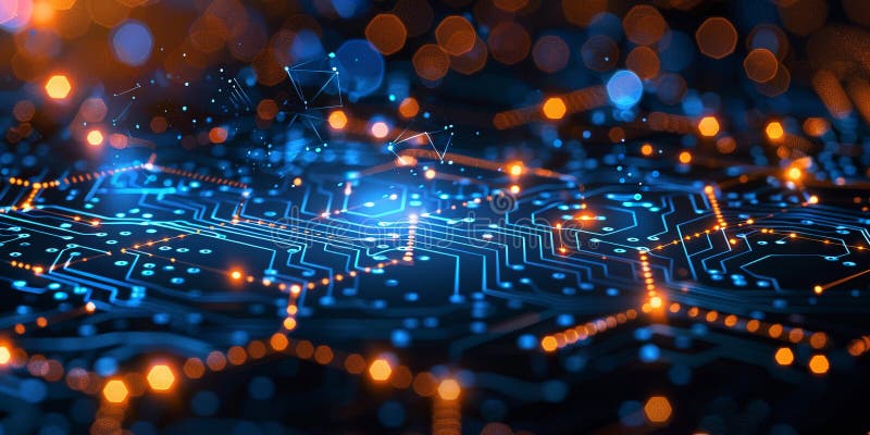 Computer Circuit Board Illuminated by Bright Lights Stock Photo - Image ...