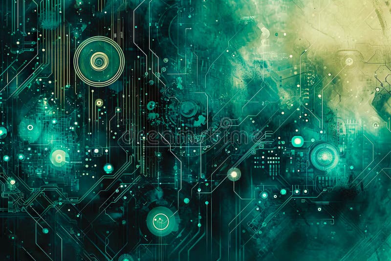 Computer Circuit Board Illuminated with Green Lights Stock Image ...
