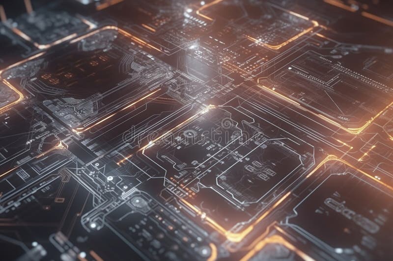 Computer Circuit Board Octane Render Illustration Stock Illustration ...