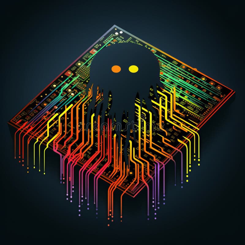 A Computer Circuit Board with an Octopus on it Stock Photo - Image of ...