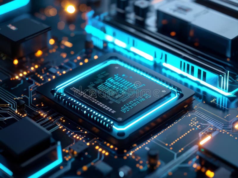 Computer Circuit Board with a Processor Stock Illustration ...