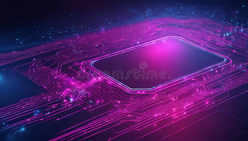 A Computer Circuit Board with Purple and Pink Wires Stock Illustration ...