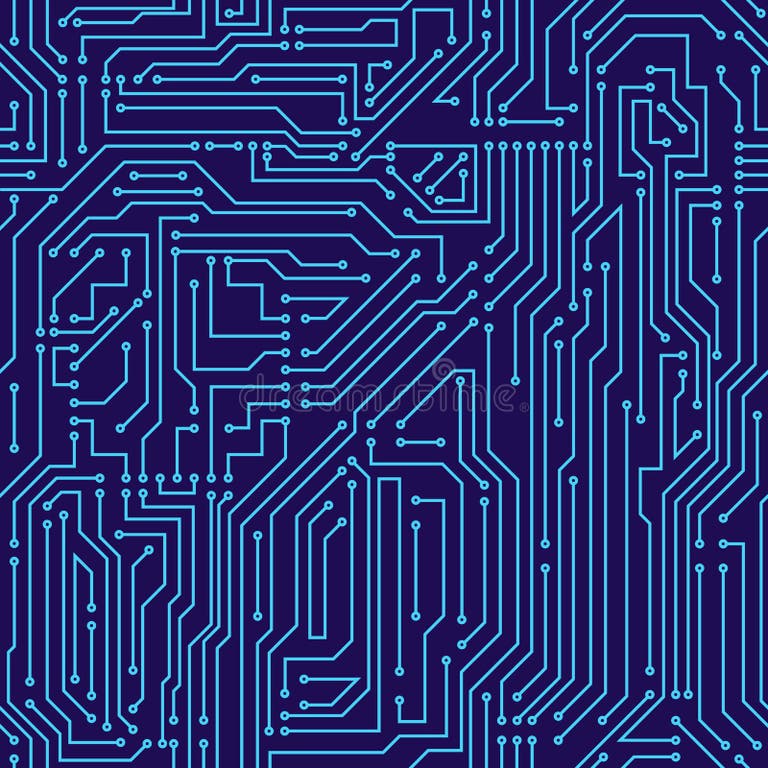 Computer Circuit Board Seamless Pattern Stock Vector - Illustration of ...