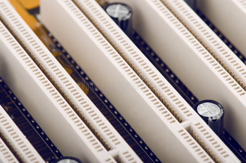 Computer Circuit Board Sockets Closeup Stock Image - Image of macro ...
