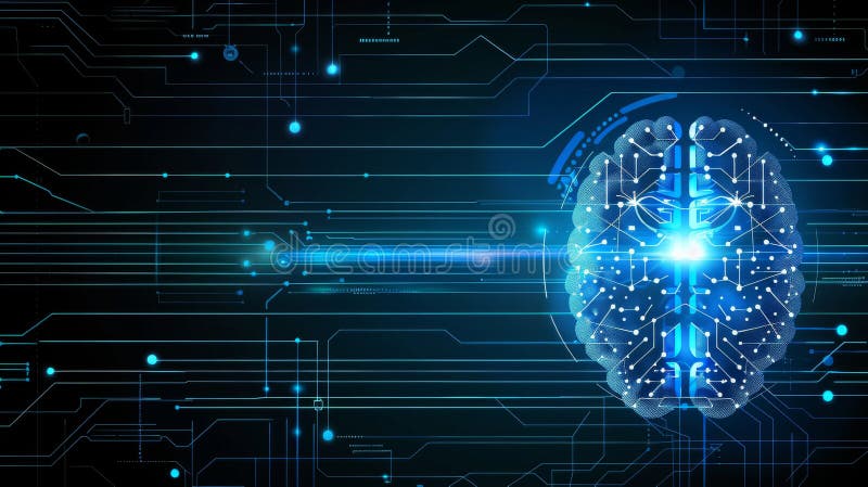 Computer Circuit Board with Brain Stock Illustration - Illustration of ...