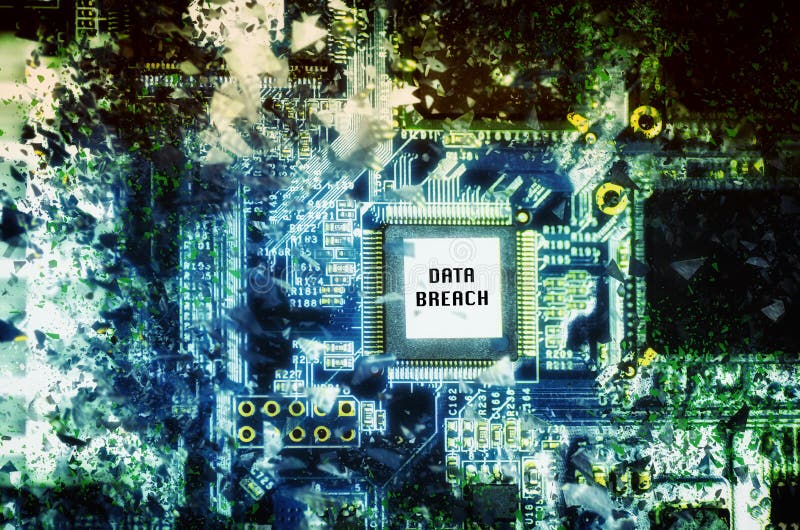 DATA BREACH Word Over Abstract Shattered Effect Background Stock Photo ...