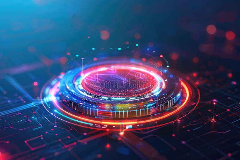 A Computer Circuit with a Glowing LED Circle on Top, Suitable for ...