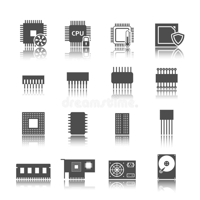 Vector Electronic Components Icons Set Stock Vector - Illustration of ...