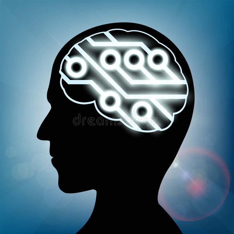 Computer Circuit Inside the Human Head. Stock Vector - Illustration of ...