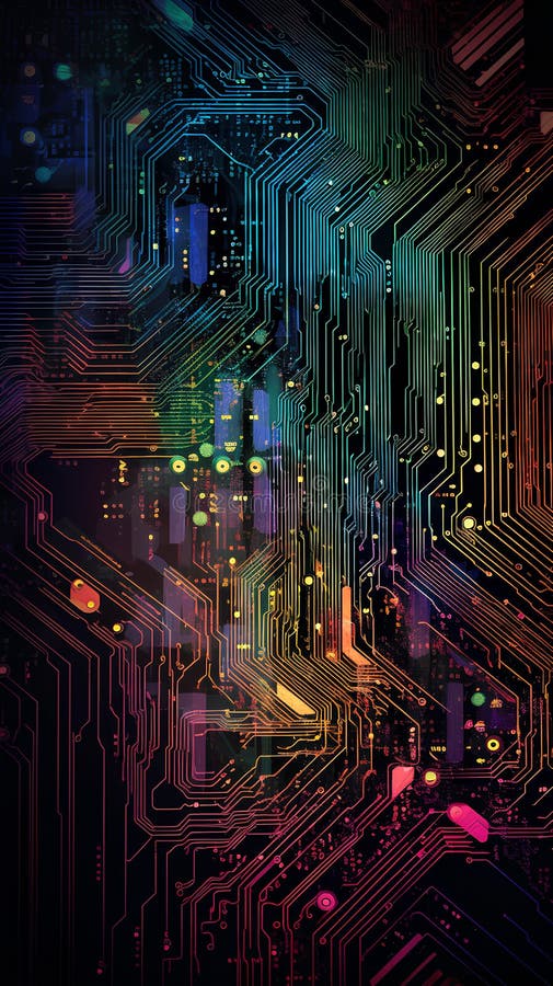 Pop Art Colorful CPU Mainboard: a Vibrant and Stylish Representation of ...