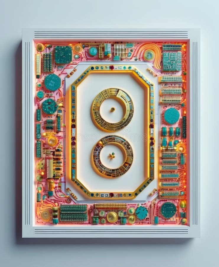 Computer Circuit with Number Eight on it Stock Illustration ...