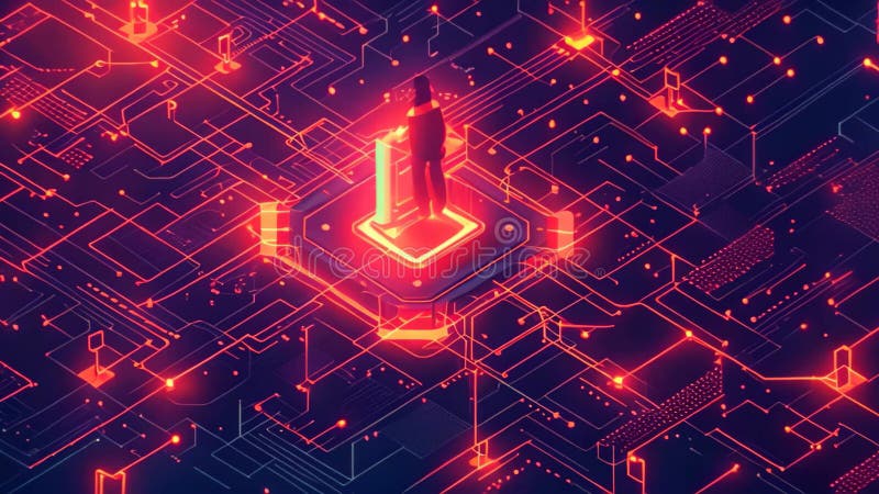 A Computer Circuit with a Prominent Red Light Atop it, Showcasing the ...