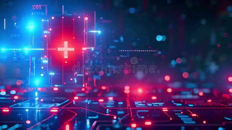 Computer Circuit with Red Cross Symbol Stock Footage - Video of symbol ...