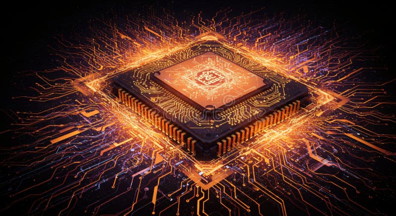 Computer Circuit Semi Conductor Chip Abstract Vector Digital Design ...