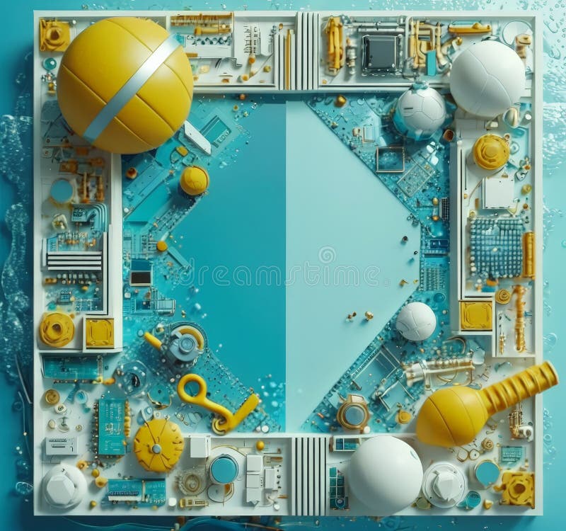 Computer Circuit with Yellow Ball and Some Other Electronic Components ...