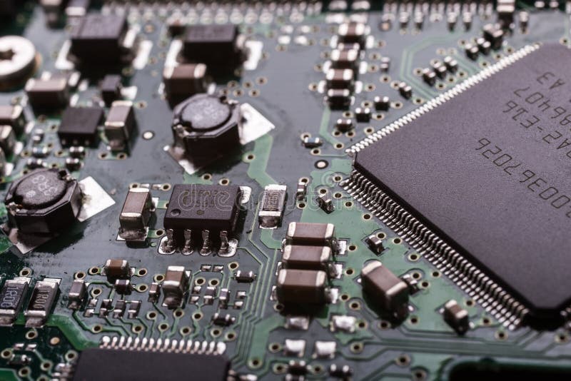 Computer Circuits Hardware Close Up. Motherboard Parts, Chips ...